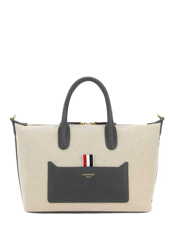 Thom Browne Small Canvas Duffle Handbag - Brown