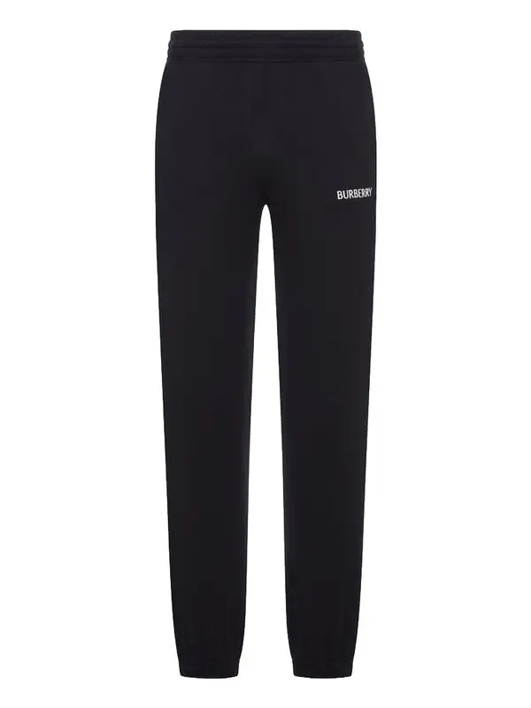 Burberry Cotton Jogging Trousers With Logo - Black