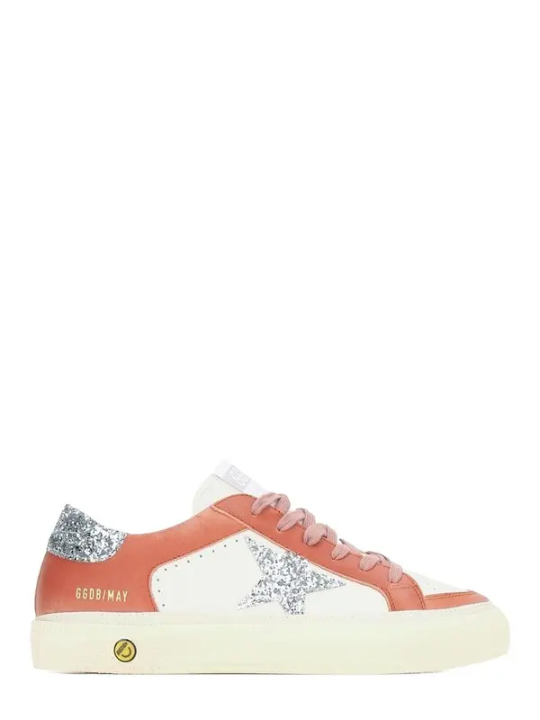 GOLDEN GOOSE May Leather Upper And Toe Glitter Star And Heel - Multicolor