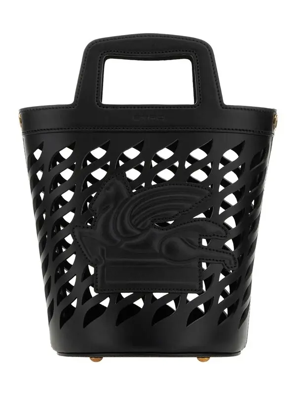 Etro Leather Coffa Bucket Bag - Black