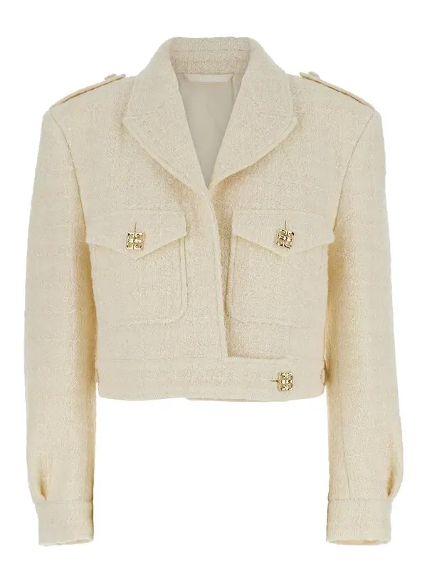 Givenchy Wool Blend Military Cropped Jacket - Multicolor