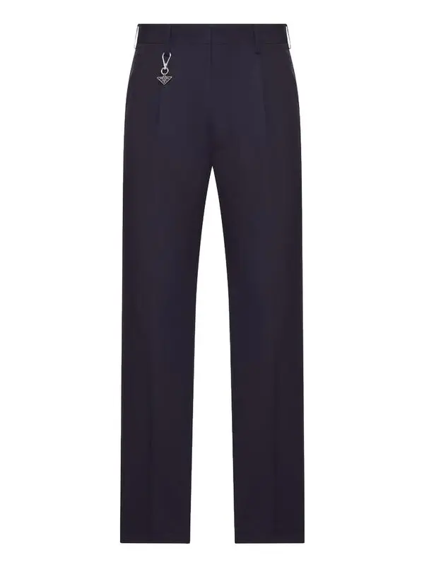 Prada Tailored Cotton Poplin Trousers - Blue