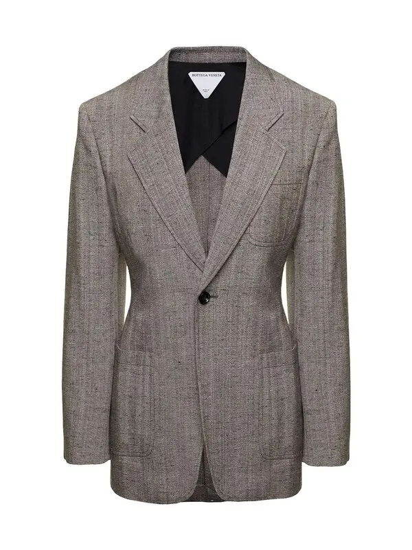 Bottega Veneta Single-breasted Slim-fitted Jacket In Viscose Blend - Multicolor