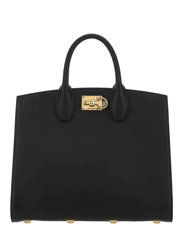 FERRAGAMO Salvatore Leather The Studio Handbag - Black