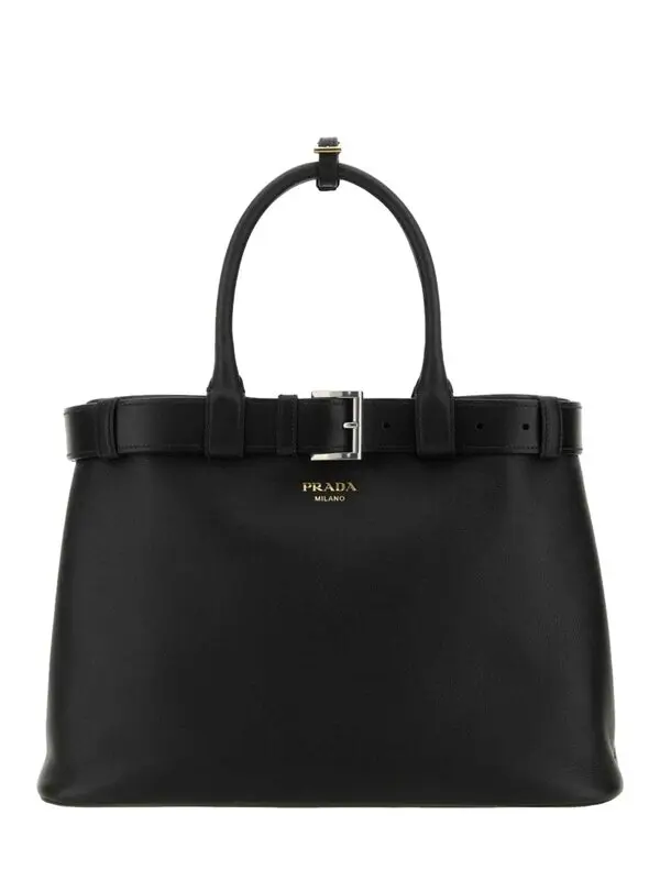 Prada Buckle Nappa Leather Bag - Black