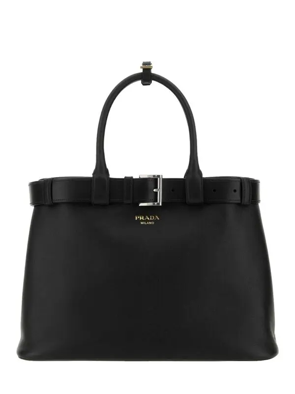 Prada Buckle Nappa Leather Handbag - Black