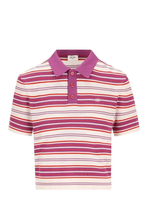 Celine Striped Cotton Polo Shirt - Multicolor