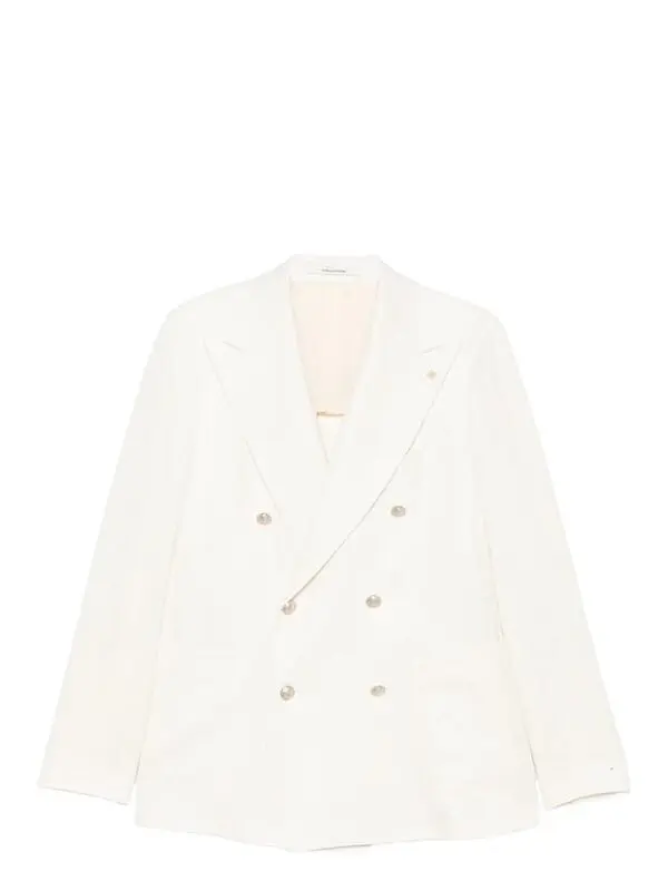 Tagliatore Double Breasted Peak Lapels Blazer - Cream