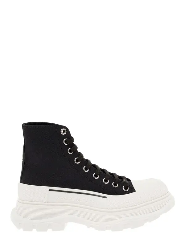 Alexander McQueen Tread Slick' High Top Sneakers With Oversized Platform In Cotton - Black