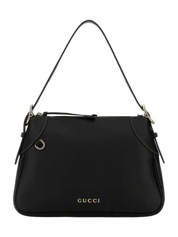 Gucci Leather Medium Gg Emblem Shoulder Bag - Black