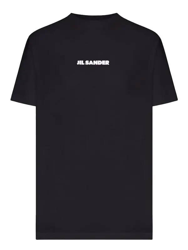 JIL SANDER Crew Neck Cotton T-shirt With Logo - Black