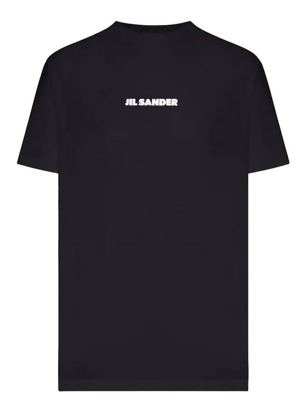 JIL SANDER Crew Neck Cotton T-shirt With Logo - Black