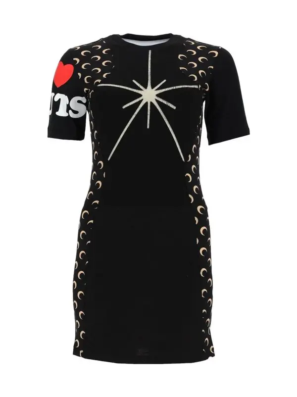 MARINE SERRE Upcycled Mini Dress - Black