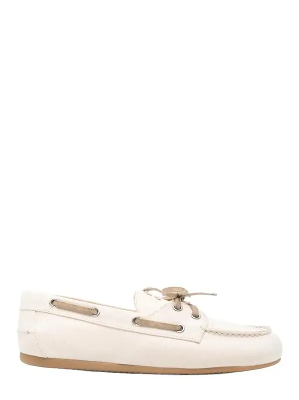 Miu Miu Canvas Boat Shoes - Cream