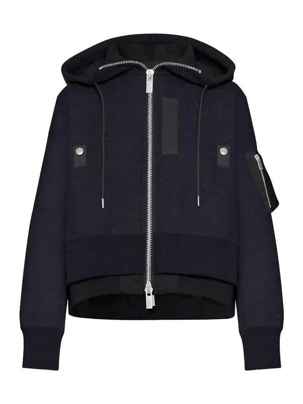 Sacai Cotton Blend Padded Hoodie - Black