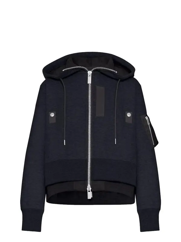 Sacai Cotton Blend Padded Hoodie - Black