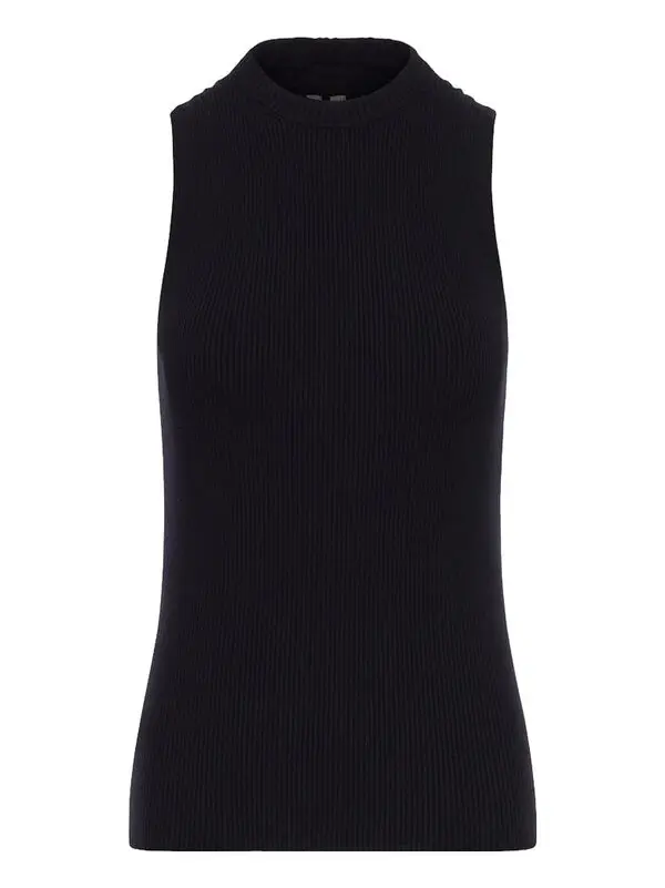 Rick Owens Ribbed Sleeveless Top - Black
