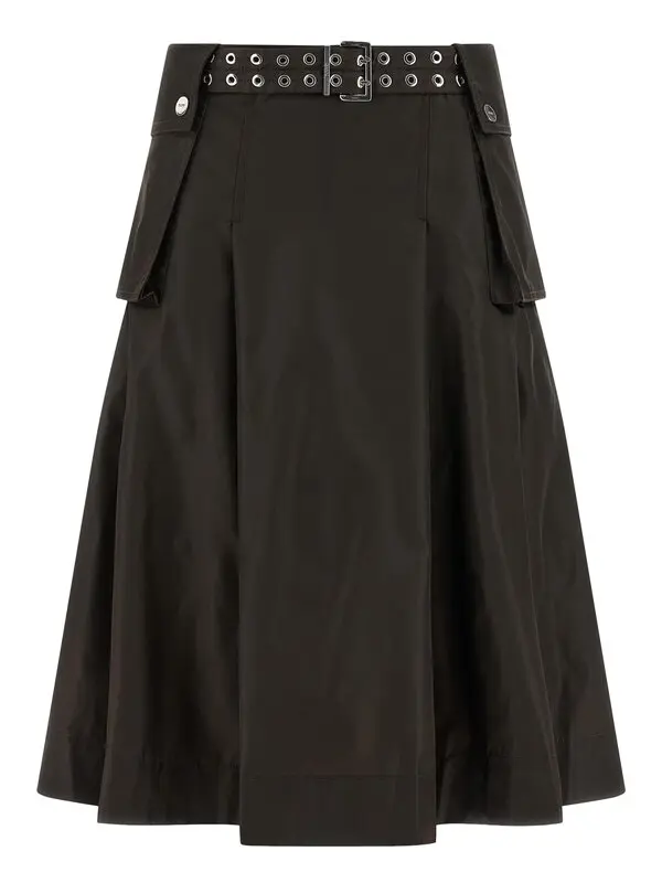 GANNI Duchesse Nylon Pleated' Skirt - Brown