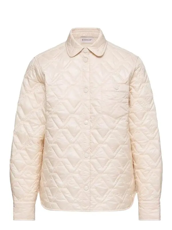 Moncler Diamond Quilted Padded Shirt Jacket - White