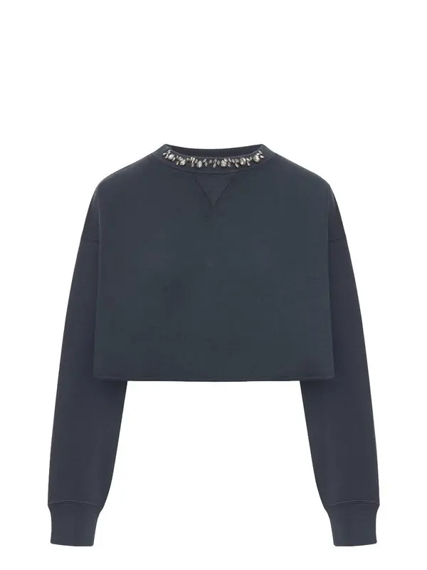 GOLDEN GOOSE Crystal-embellished Organic Cotton Fleece Sweatshirt - Multicolor