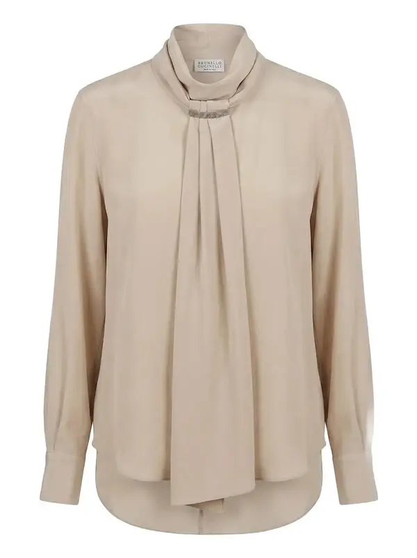 Brunello Cucinelli Silk Crêpe De Chine Blouse - Multicolor