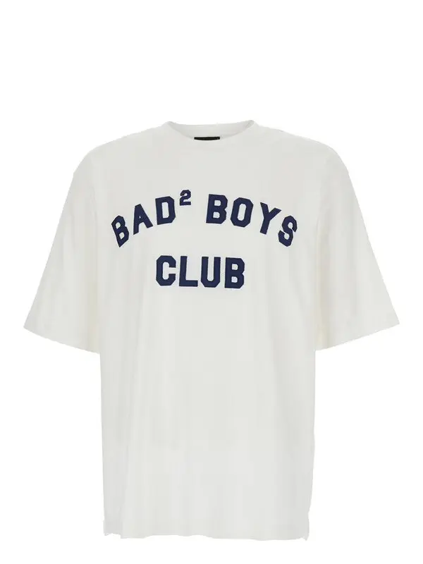 Dsquared2 White Crew Neck T-shirt With Logo Print On The Front In Cotton For - Multicolor