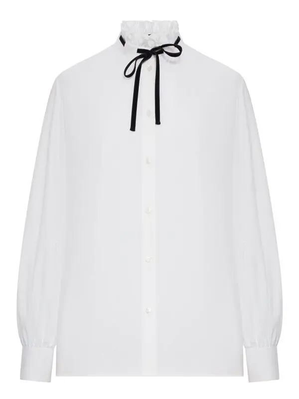 Valentino Garavani Poplin Shirt With Ruffled Collar - White