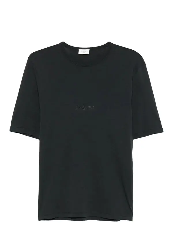Saint Laurent Tonal Logo Embroidery Cotton T-shirt - Black