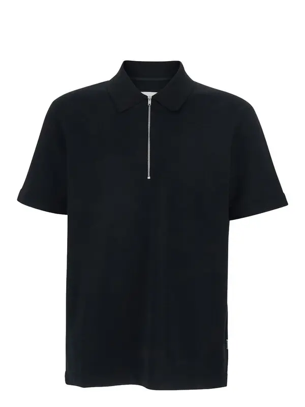 JIL SANDER Polo Shirt With Front Zip Closure And Classic Collar In Cotton For - Black