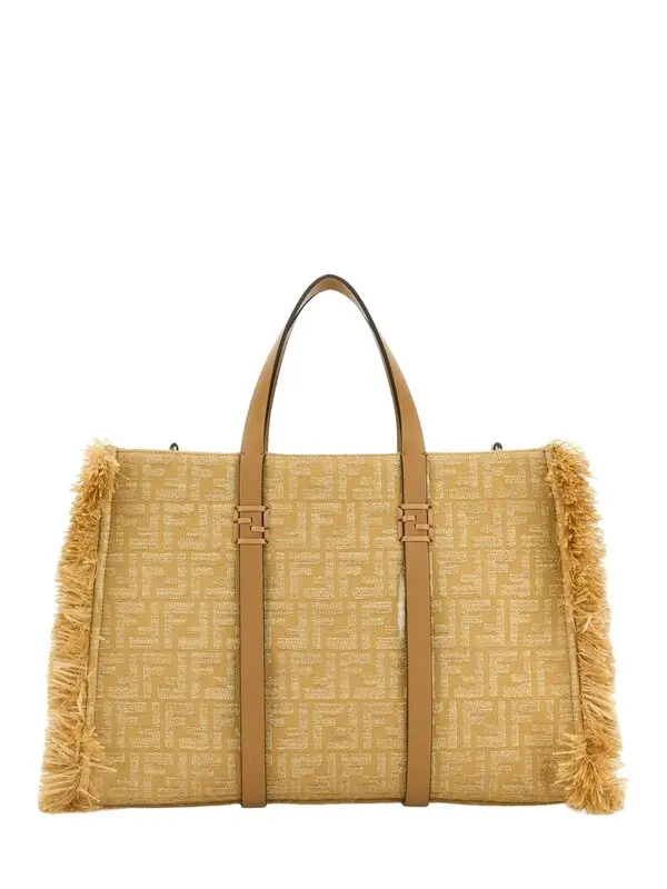 Fendi Embroidered Canvas Raffia Summer Shopping Bag - Multicolor