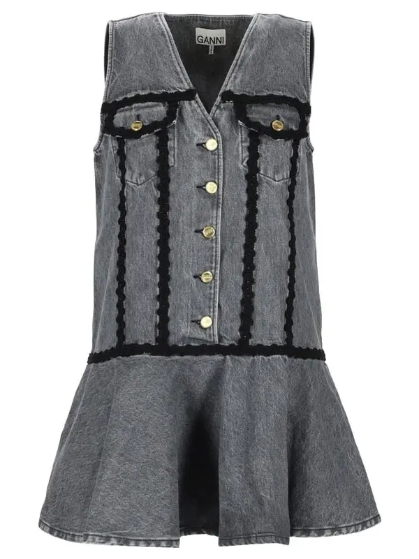 GANNI Cotton Mini Dress - Multicolor