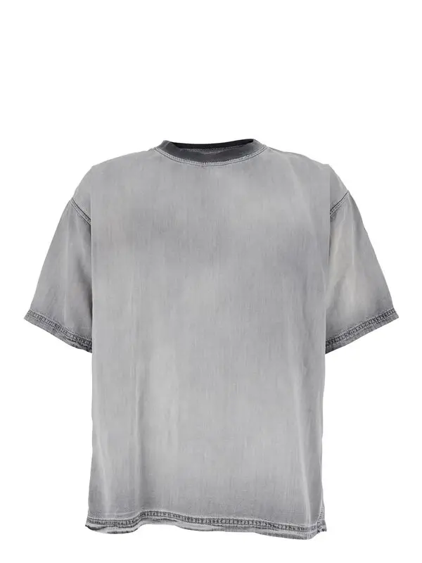 DIESEL® Crew Neck T-shirt With Faded Effect In Gray Tech Fabric For - Multicolor