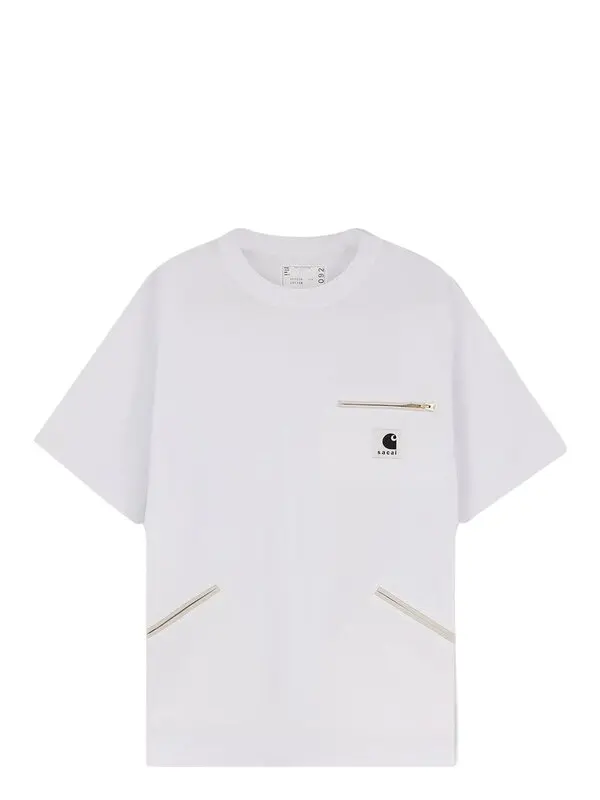 SACAI X CARHARTT WIP Cotton T-shirt With Frontal Logo Patch - White
