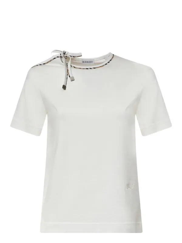 Burberry Check Bow Cotton T-shirt - Multicolor