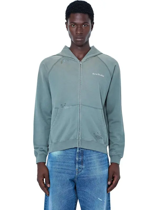 Acne Studios Mended Fleece Hoodie - Green