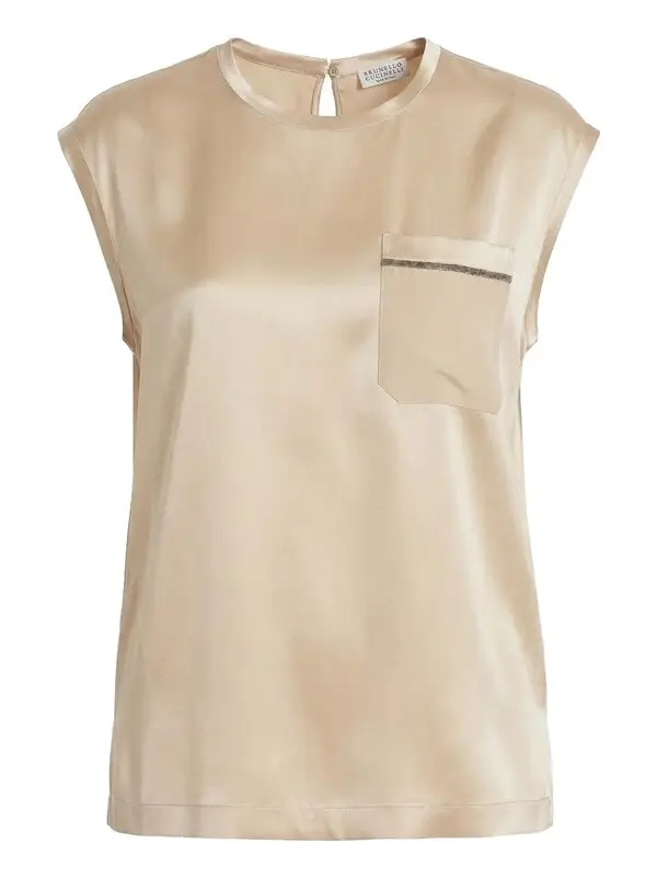 Brunello Cucinelli Stretch Silk Satin Blouse - Multicolor