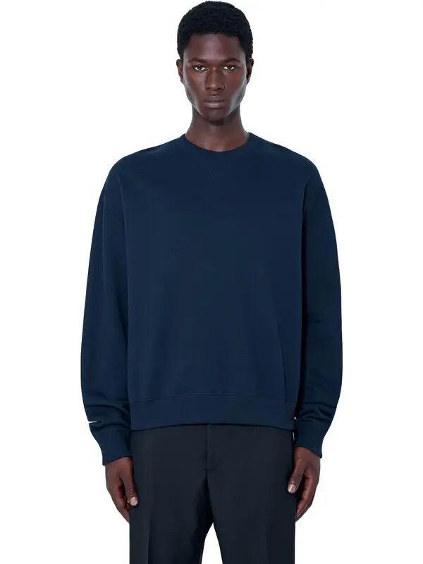 JIL SANDER Cotton Crewneck Sweatshirt - Blue