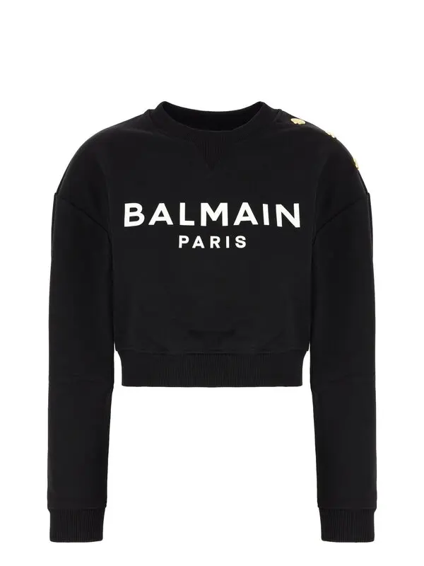 Balmain Logo Print Cropped Sweatshirt - Multicolor
