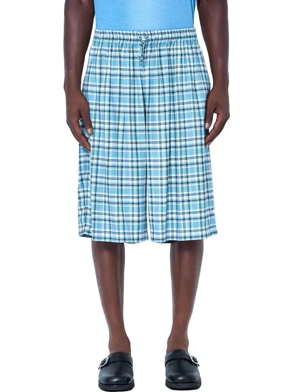Acne Studios Casual Flannel Check Shorts - Blue