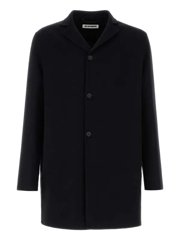 JIL SANDER Cashmere Blend Overcoat - Blue