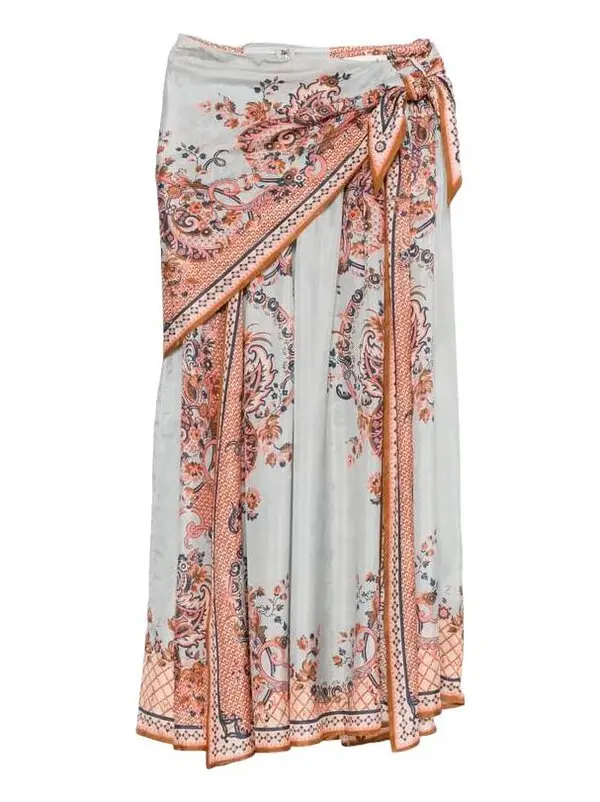 Zimmermann Silk Paisley Print Flared Skirt - Blue