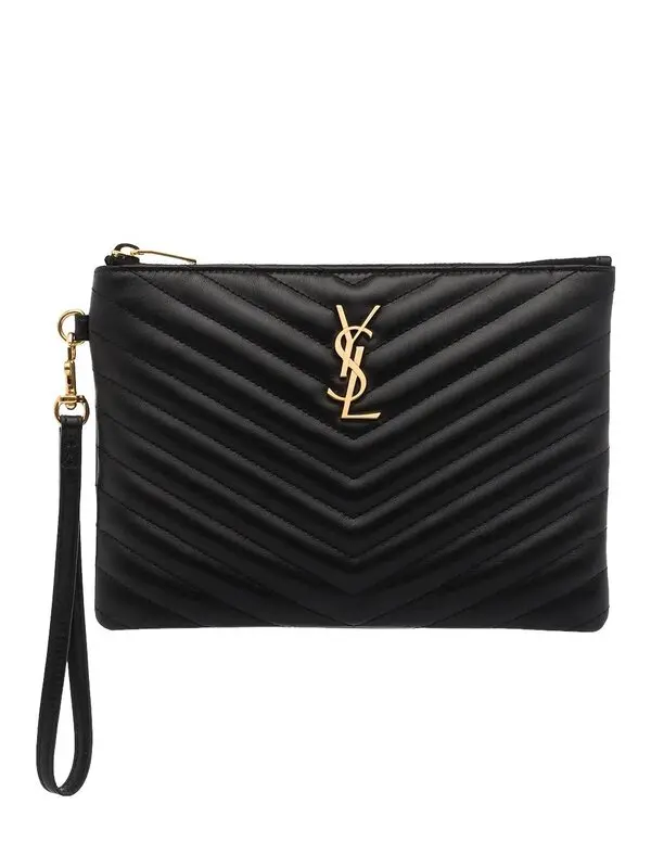 Saint Laurent Leather Pouch - Black