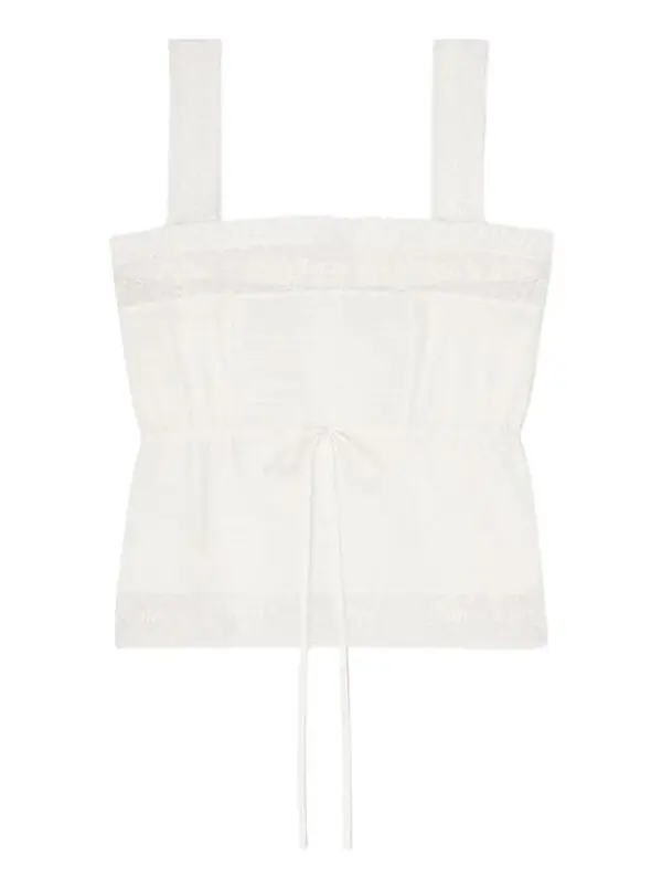 GANNI Organic Cotton Lace-detail Tank Top - White