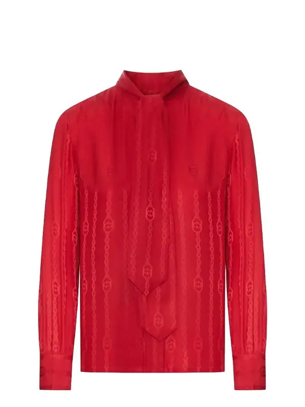 Gucci Silk Jacquard Tie-neck Shirt - Multicolor