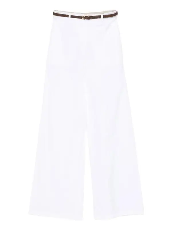 Max Mara Cotton Wide Leg Trousers - White