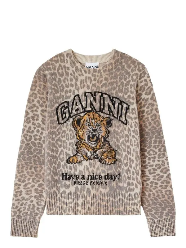 GANNI Wool Crewneck Sweater - Multicolor