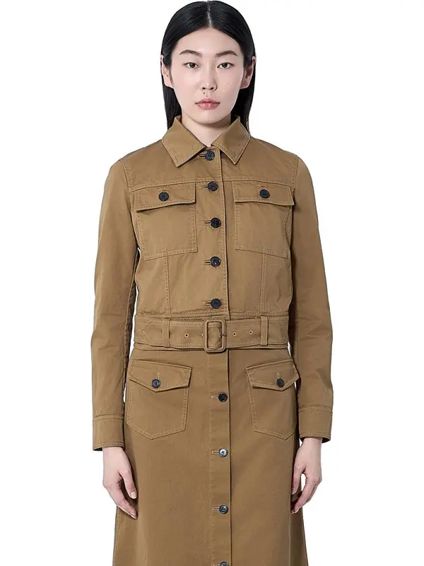 Saint Laurent Cotton Serge Crop Jacket - Brown