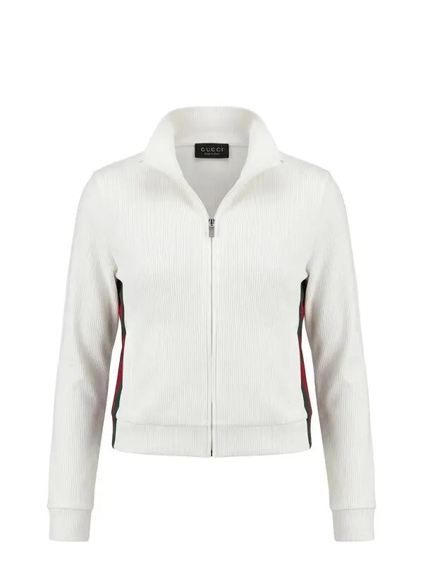 Gucci Ribbed Cotton Zip Sweatshirt - Multicolor