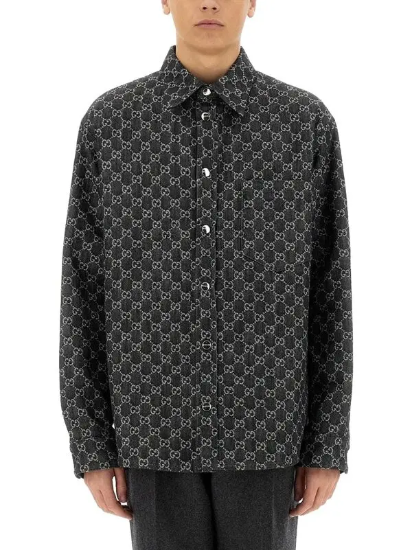 Gucci Reversible Wool And Denim Gg Shirt - Multicolor