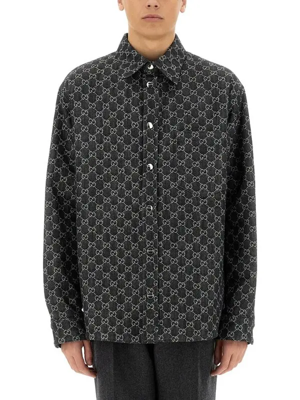 Gucci Reversible Wool And Denim Gg Shirt - Multicolor
